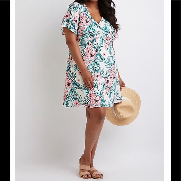 Charlotte Russe | Dresses | New Tropical Print Dress Plus Size Only ...